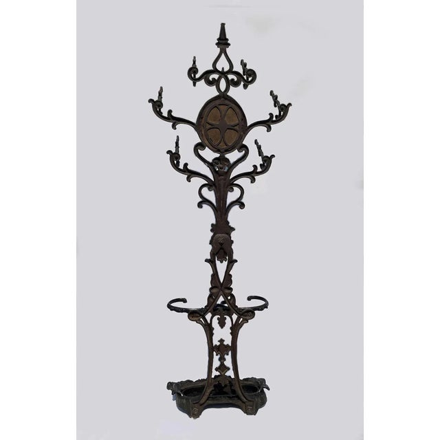 Mid 20th Century Vintage Cast Iron Victorian Coat Rack with Umbrella ...