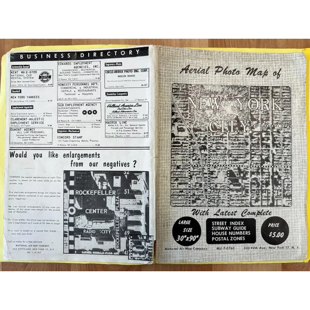 Pair of Monumental National Air Map Company Manhattan Aerial Photo Maps ...