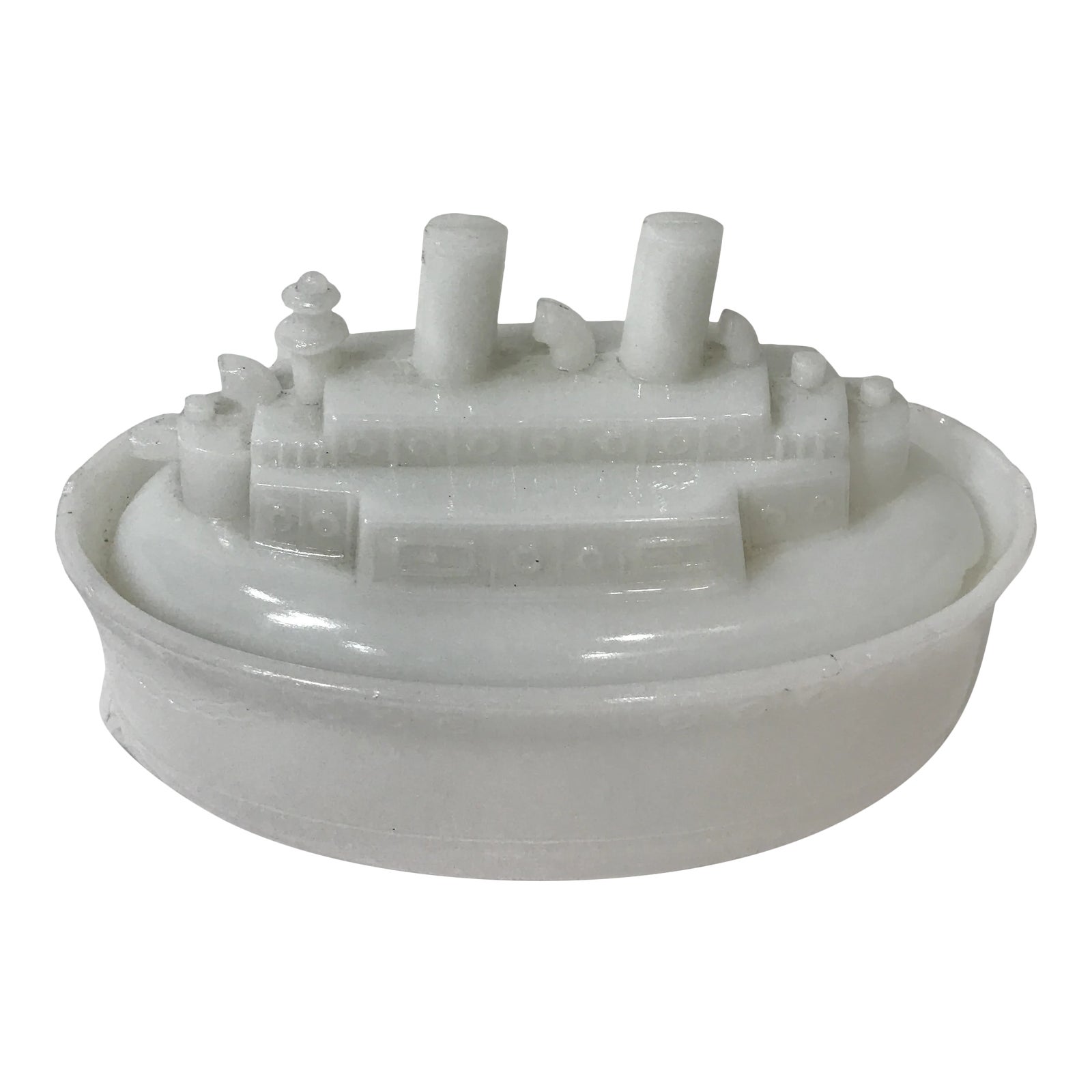 1898 Antique "U.S. Navy Vessel Wheeling" Flaccus Brothers Milk Glass ...