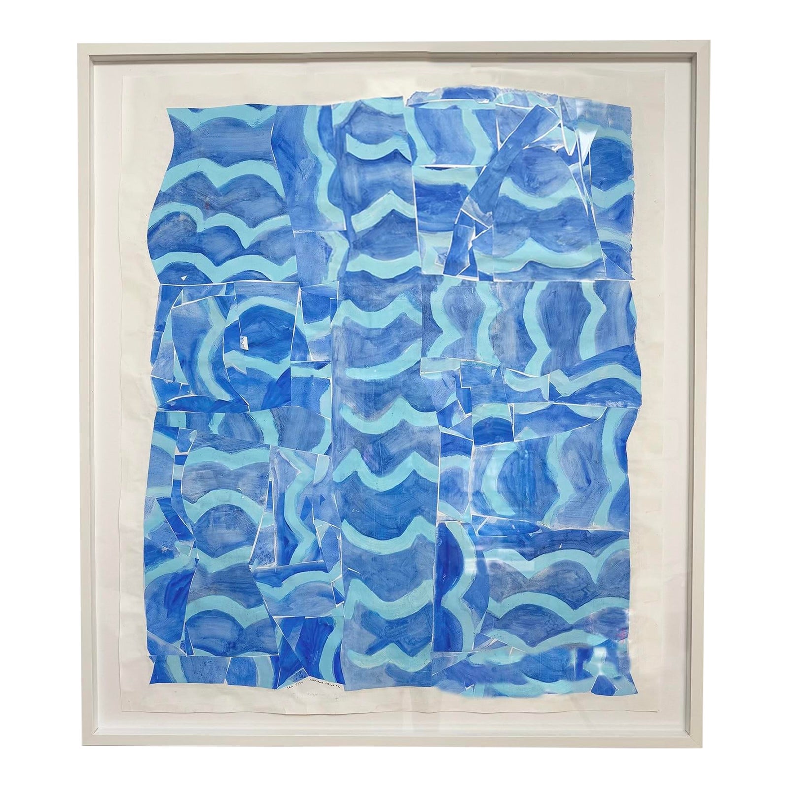 Original Framed Abstract Blue Collage Art by Los Angeles Artist Susan ...