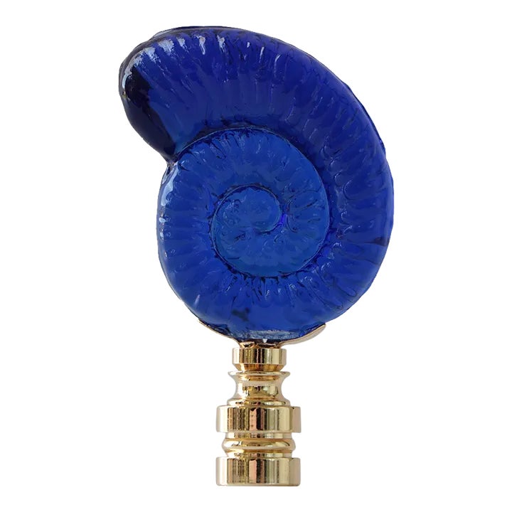 Glass Shell Lamp Finial in Cobalt Blue | Chairish