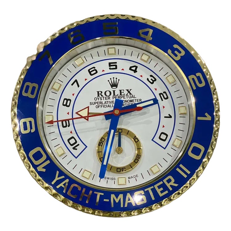 Yacht Master Ii Blue Gold Wall Clock from Rolex | Chairish