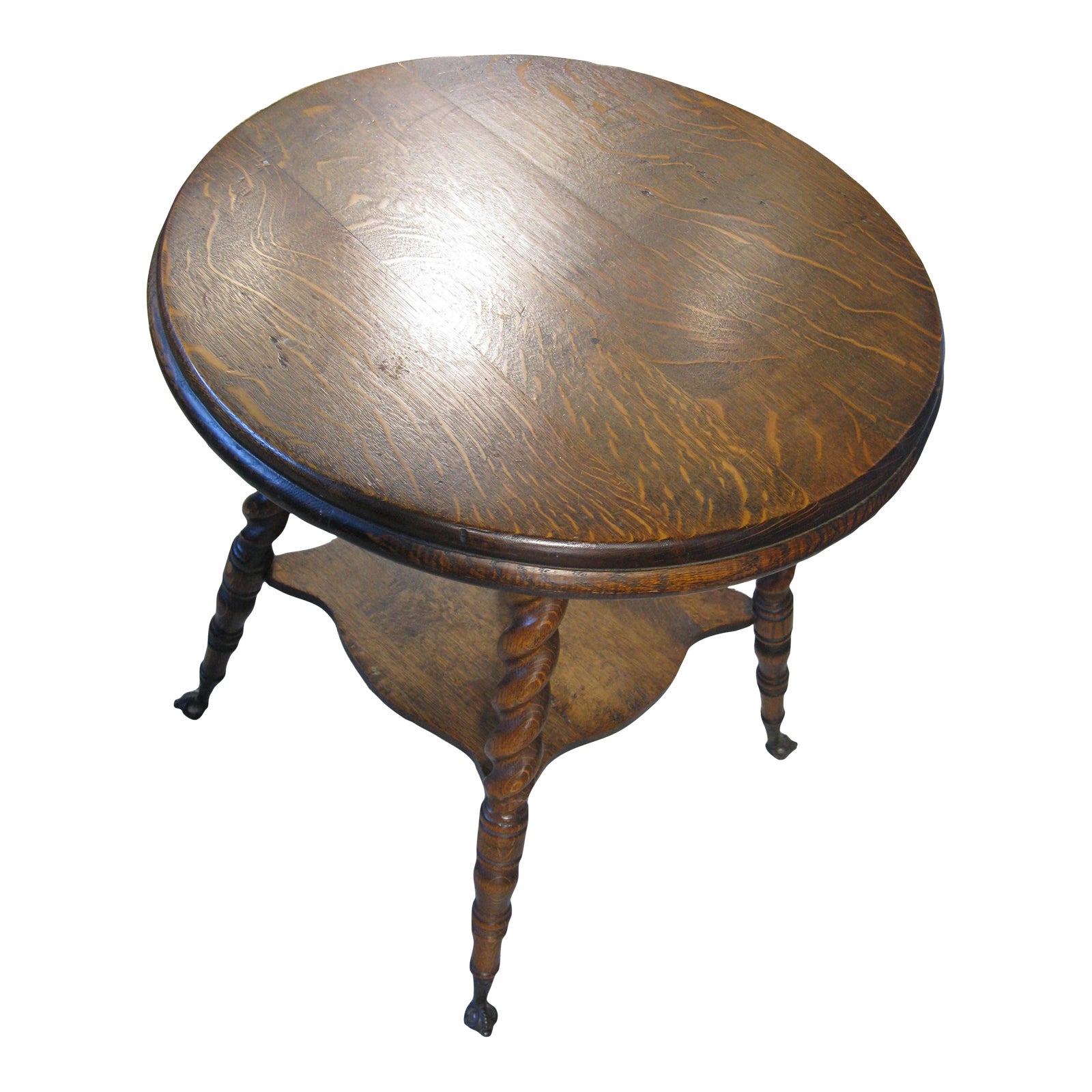 Late 19th Century Victorian Oak Lamp/Tavern Table | Chairish