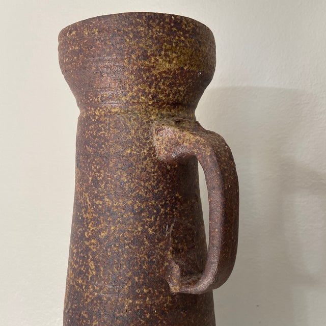 Mid Century Rustic Hand Thrown Tall Pitcher | Chairish