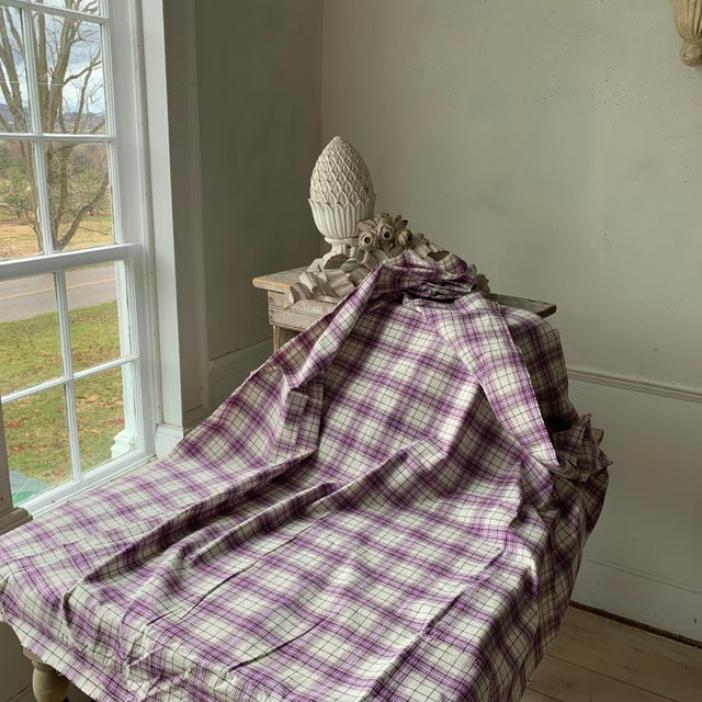 Vintage French Purple Plaid Fabric | Chairish