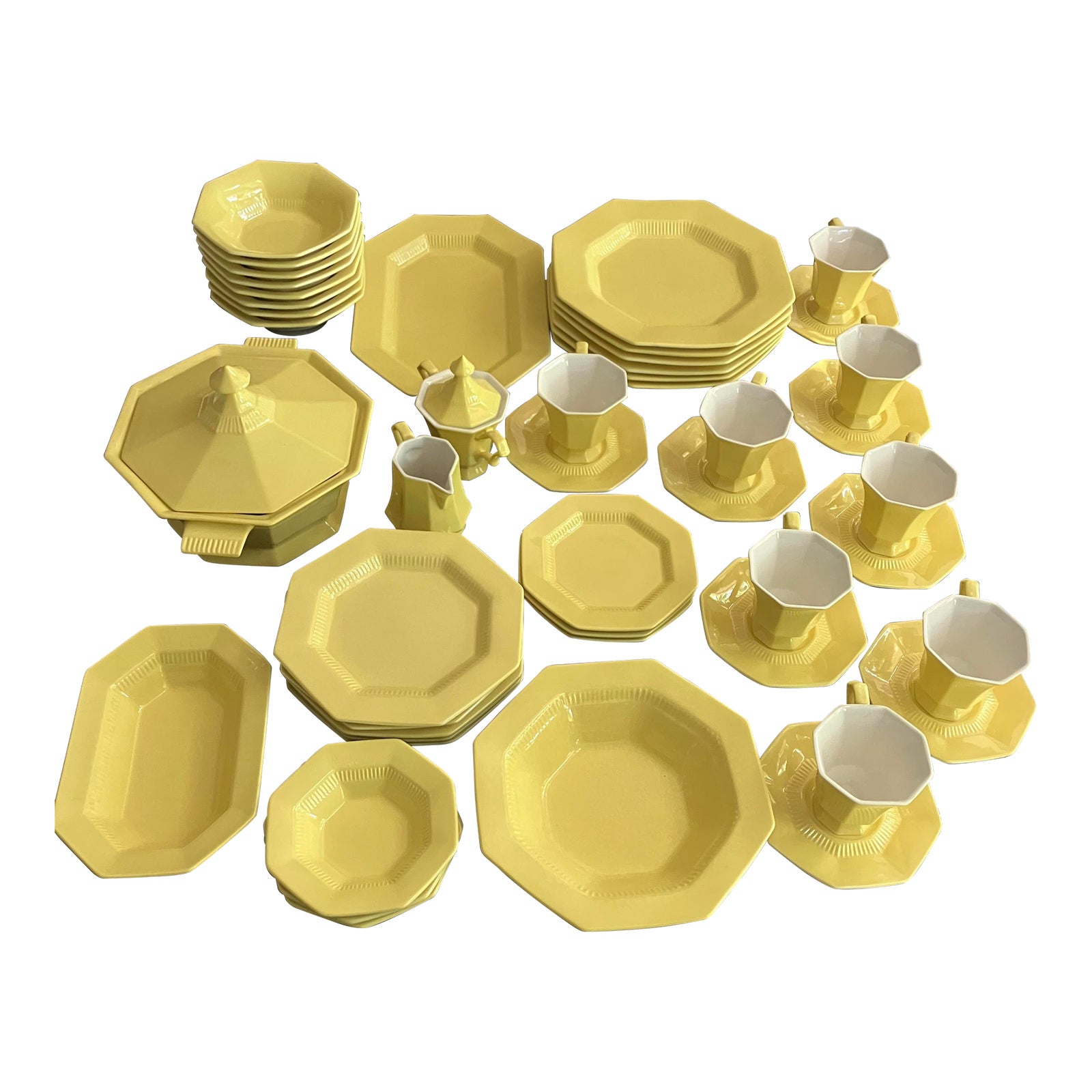 1970s Daffodil Yellow Independence Ironstone Dinnerware Set- 49 Pieces ...