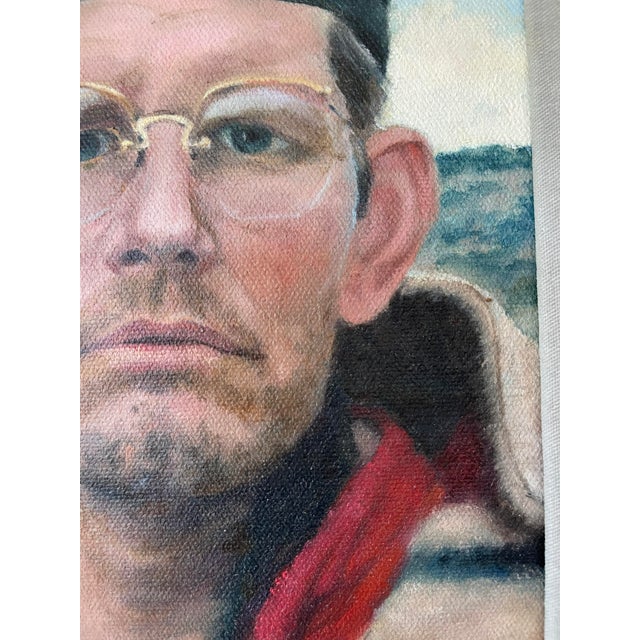 Vintage Portrait Painting of a Man in a Military Beret | Chairish