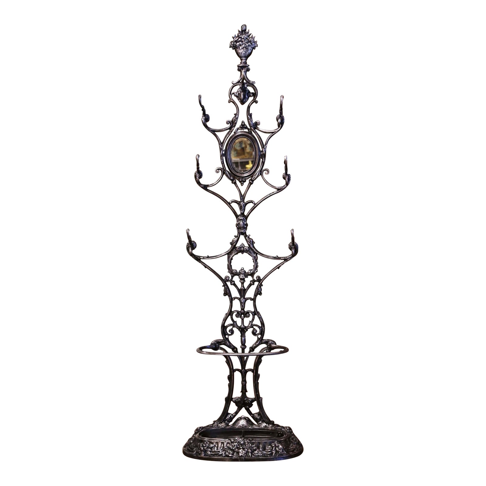 19th Century French Napoleon III Polished Iron Hall Stand Signed ...