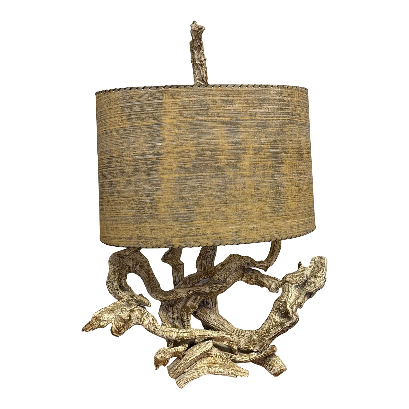 1950s Mid Century Large Sculptural Lamp Gold Gilt and White Wash ...