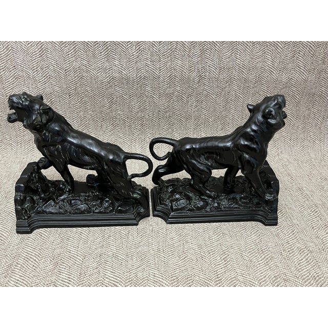 Early 20th Century Ronson Attributed Bronzed Tiger Bookends- a Pair ...