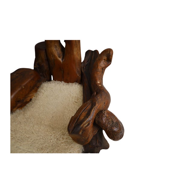 Late 1900s Redwood Burl Chair With Sherpa Seat in Manner of Daryl ...
