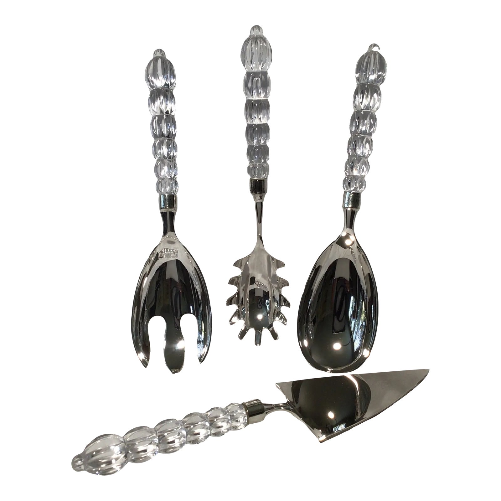 Vintage Mikasa Crystal Handle Silver Plated Serving Set-Set of 4 | Chairish