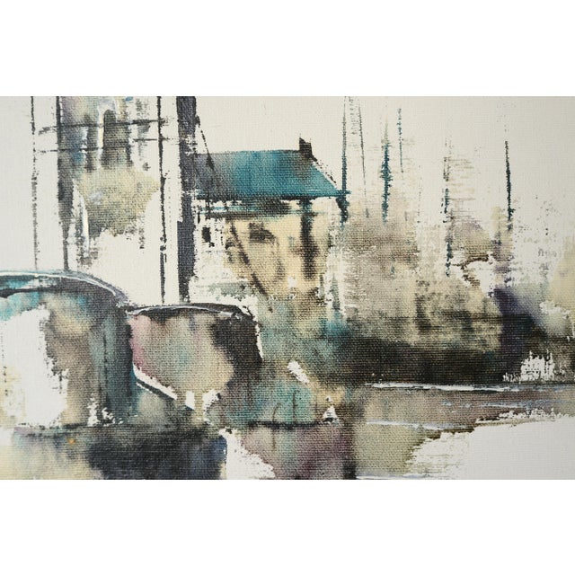 Mid Century Adriano Marchello London Tower Bridge Painting, Framed ...