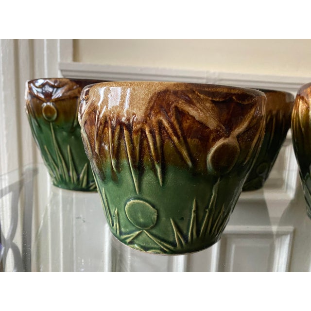 Robinson Ransbottom Co Green & Brown Glazed Planters - Set of 3 | Chairish