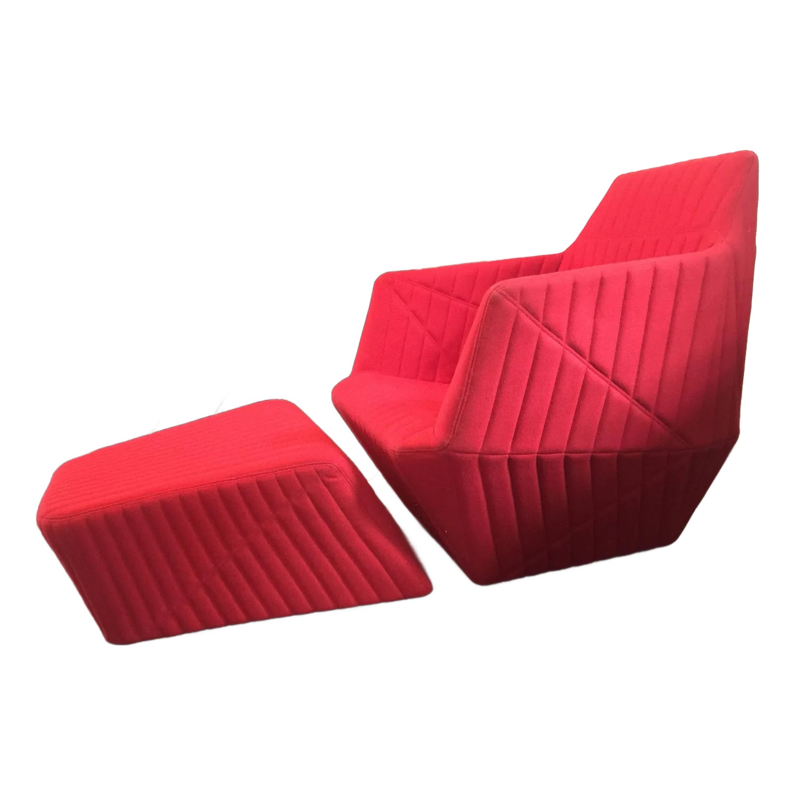 Ligne Roset Facett Armchair and Ottoman | Chairish