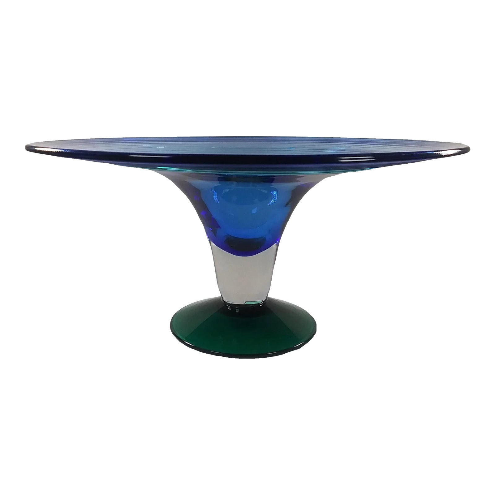 Signed Richard Blenko Pedestal Bowl Art Glass Year 2000 Special ...