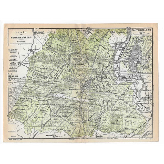 Antique Forest of Fontainebleau French Map | Chairish