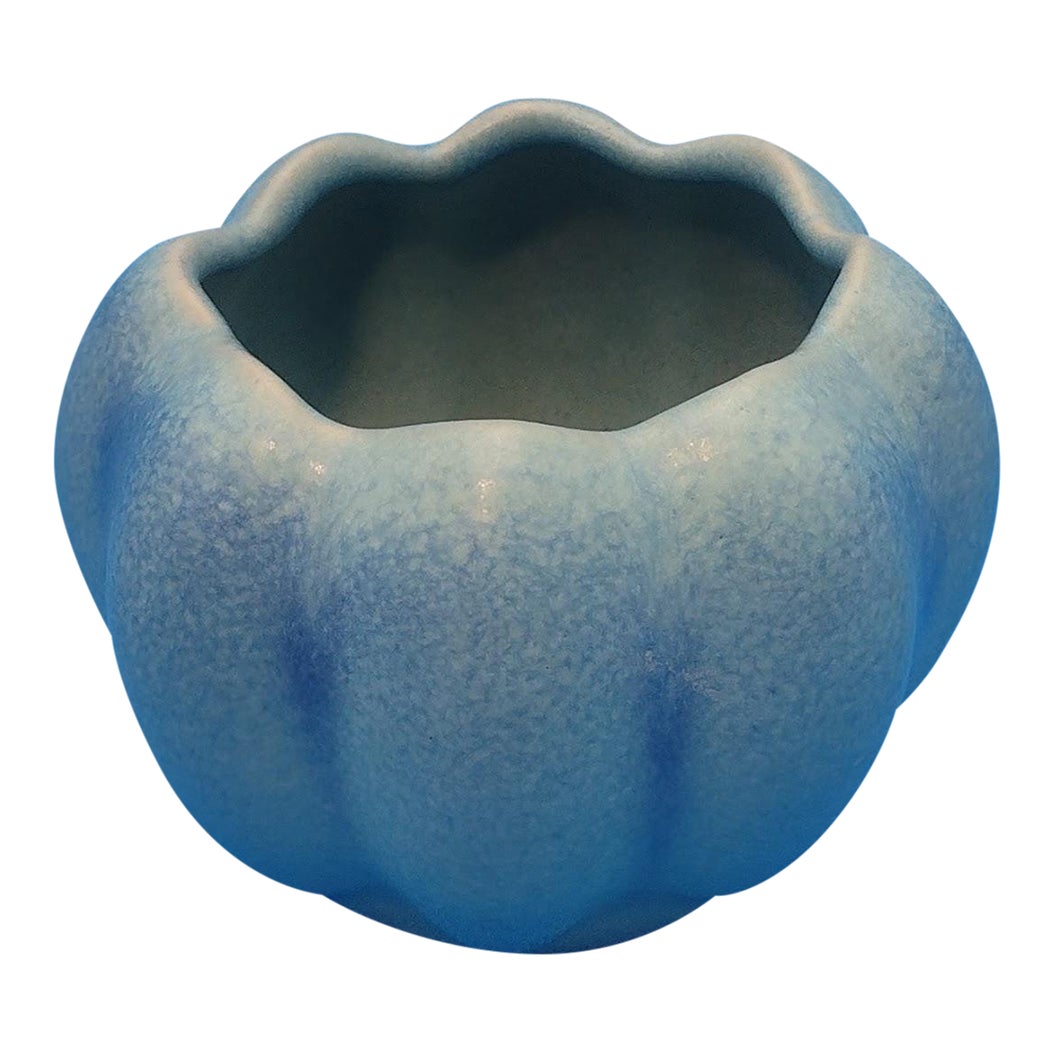 Van Briggle Matte Turquoise Melon-Ribbed Vase, Colorado Springs | Chairish