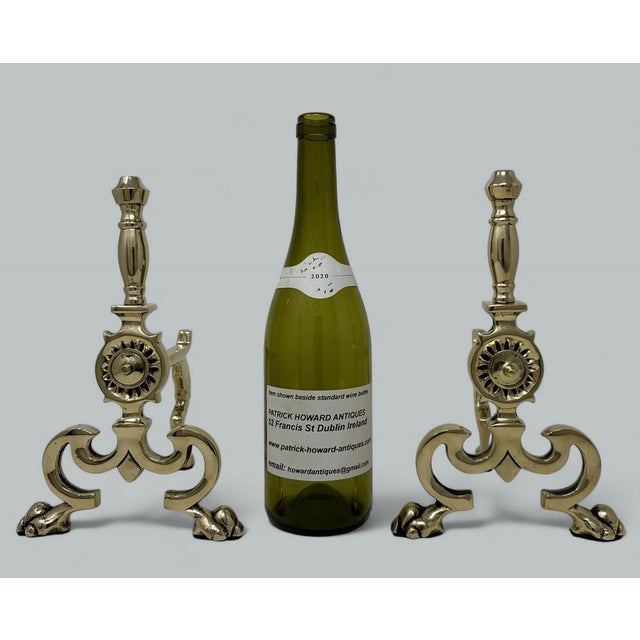 Antique Pair English Country House Victorian Brass Fireplace Fire Dogs ...