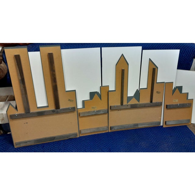 Vintage 1980s Mechanical Mirror Works Nyc Skyline- 4 Piece Set | Chairish