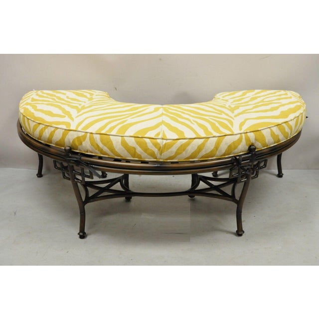 Lane Venture Chinese Chippendale Half Round Metal Faux Bamboo Ottoman ...