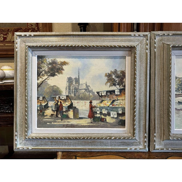 Mid 20th Century Pair of Mid-Century French Signed Framed Oil on Canvas ...