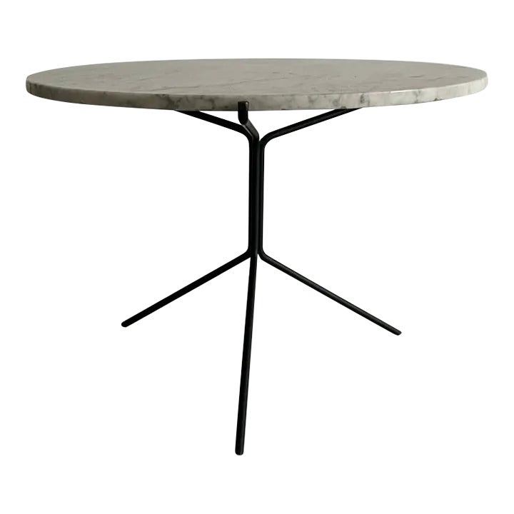 1950s Norman Cherner Wrought Iron Marble Top Round Side Table Konwiser ...