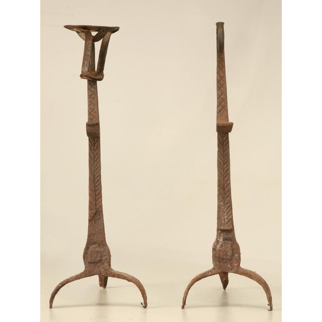 18th Century Antique Rustic French Andirons | Chairish
