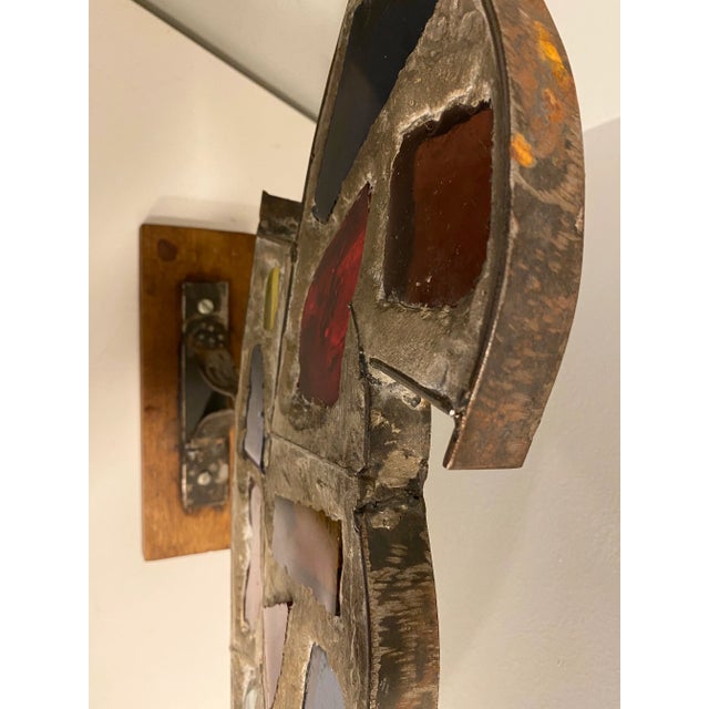 Mid 20th Century Modern Abstract Steel and Color Glass Sculpture by ...