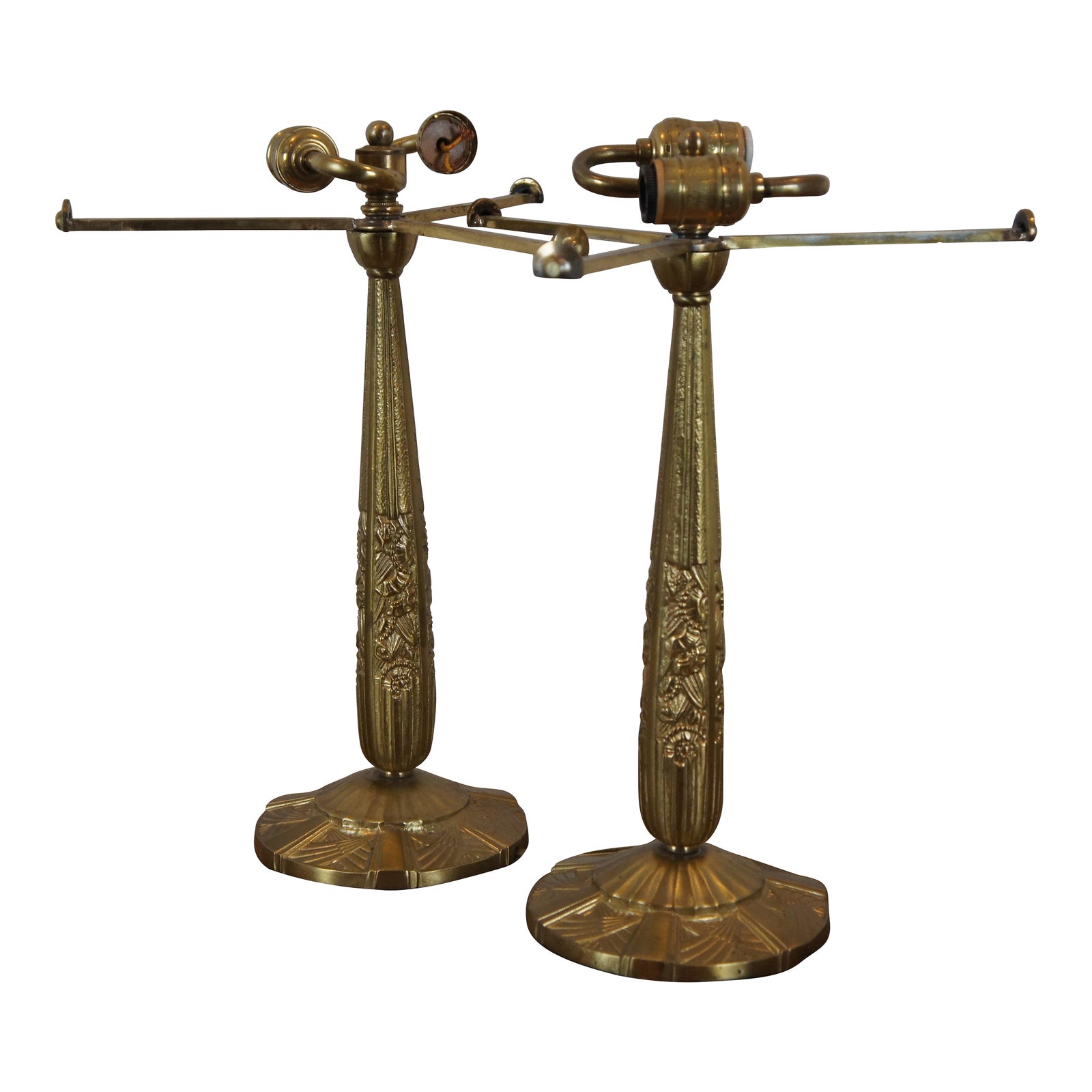 Set of 2 Early 20th Century French Art Deco Heavy Bronze 2 Light ...