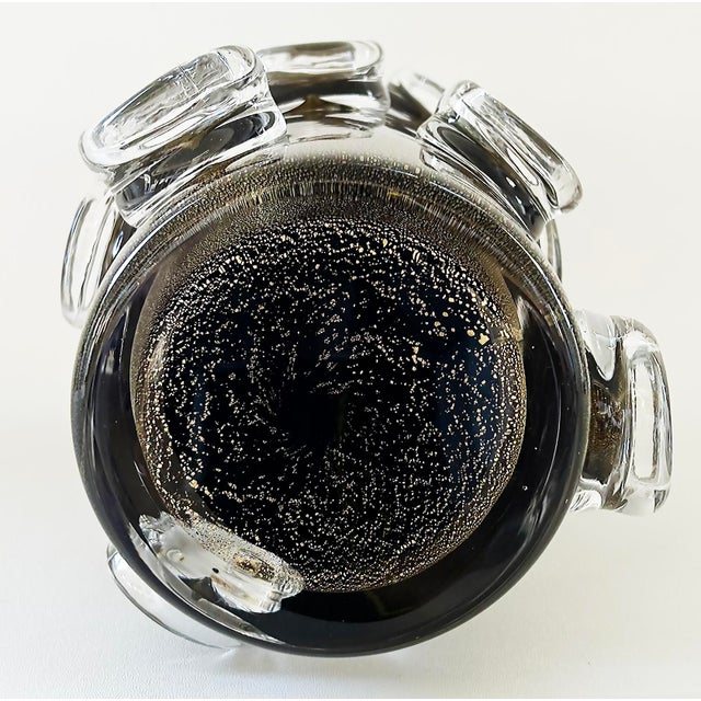 Vintage Black and 24k Gold Infused Dimurano Glass Vase With Clear Glass ...