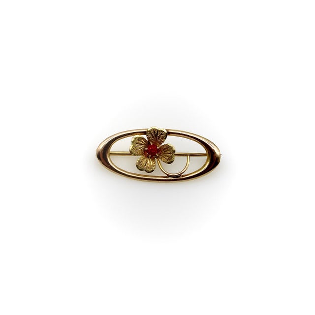 10K Gold Lucky Four-Leaf Clover Pin | Chairish
