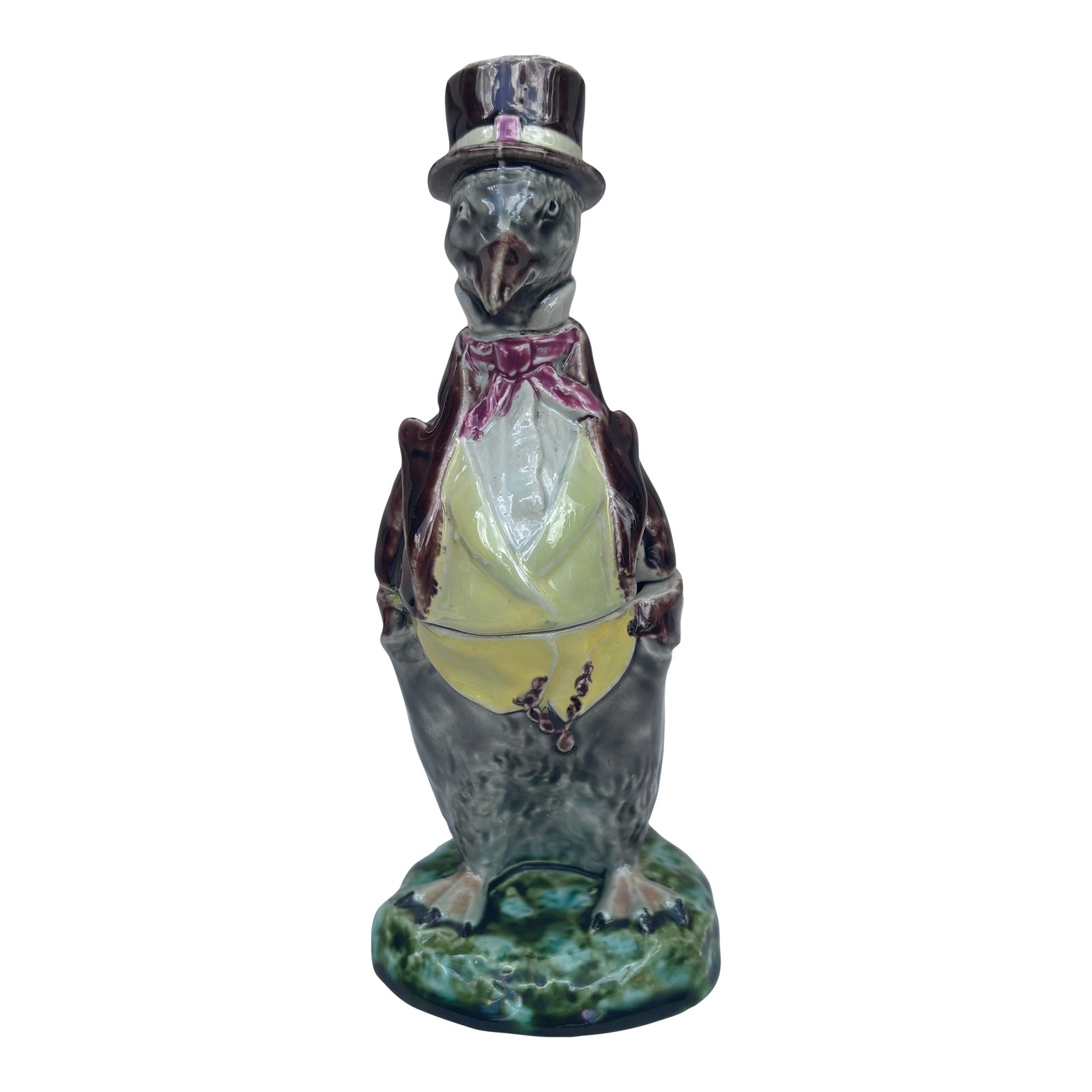 Rare Majolica Penguin With Suit Mustard Pot Sarreguemines Circa 1890 ...