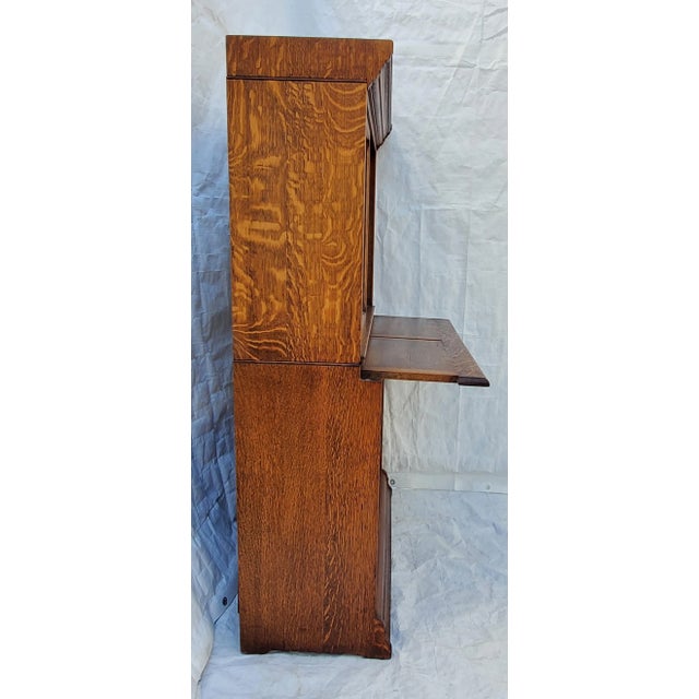 Arts & Crafts Tiger Oak Sliding Glass Door Danner Bookcase With Pull ...