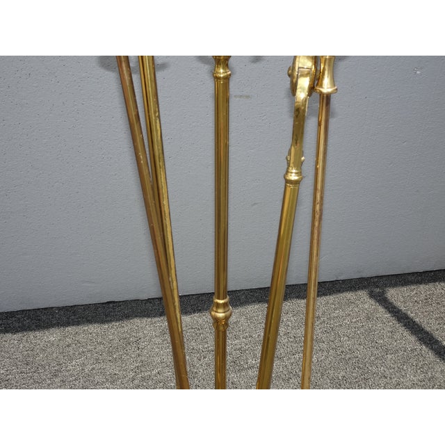 Vintage French Country Gold Fireplace Tools W Four Tools and Base W ...