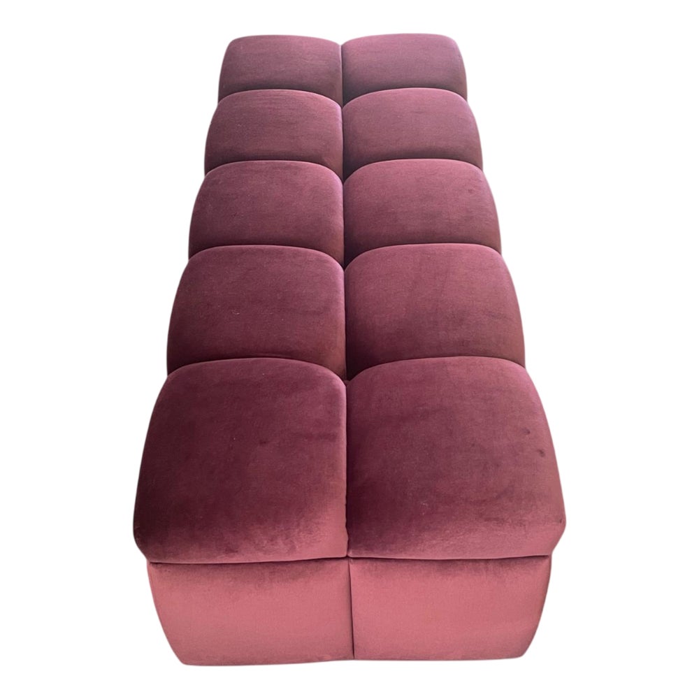 Tufted Storage Ottoman in Burgundy Velvet by Naula Design | Chairish