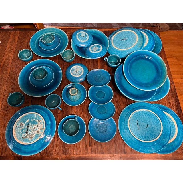 1910s Edmond Lachenal Turquoise Dinnerware Set- 32 Pieces | Chairish