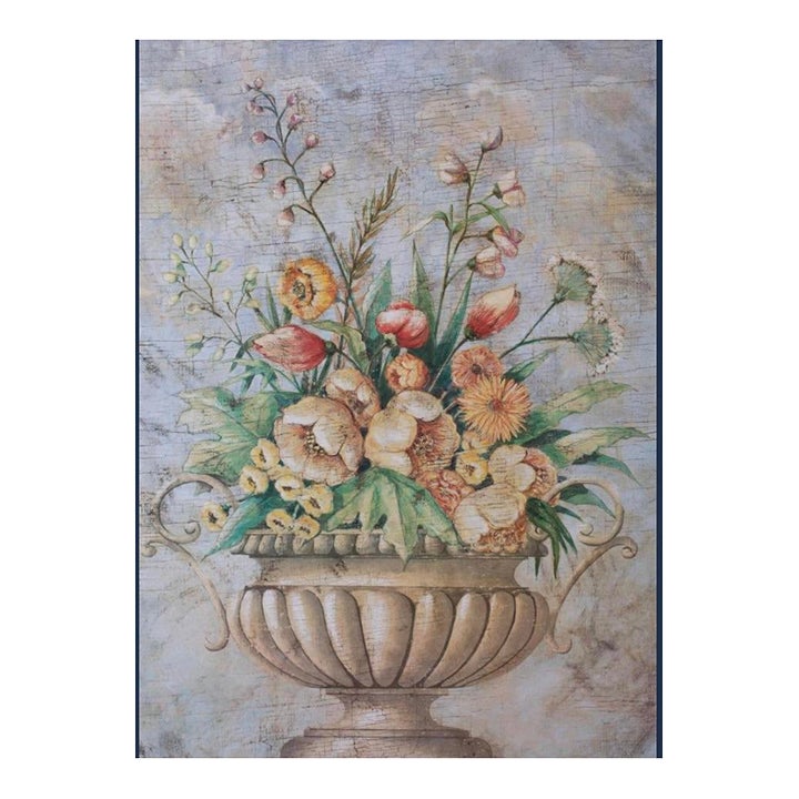 1970s Jacques Lamy Fresco Style Oil Painting on Burlap "Urn With Fruit ...