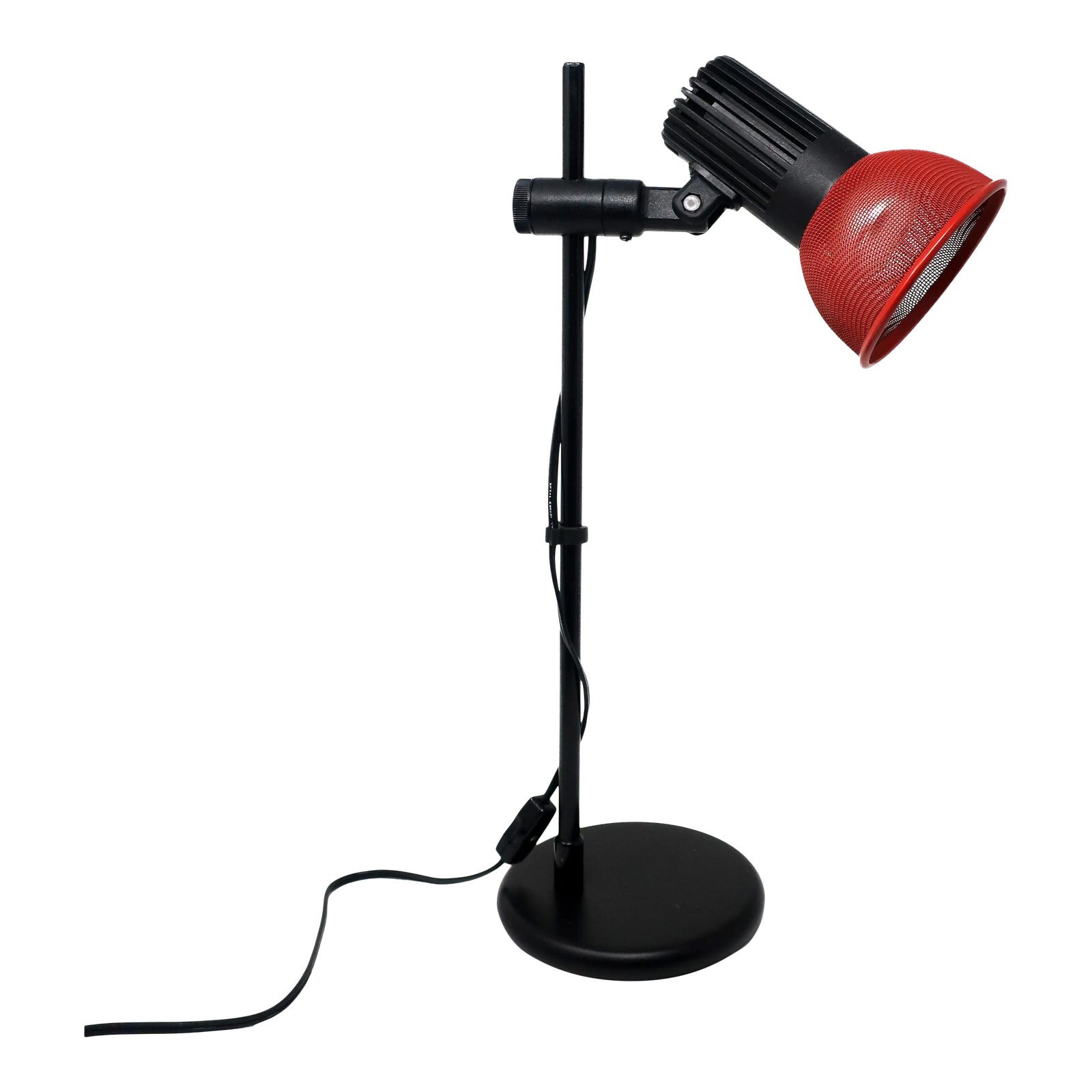 Vintage Red and Black Desk Lamp With Metal Shade | Chairish