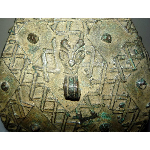 Vintage Chinese Han-Dynasty Style Cast & Embossed Bronze Hu Vase | Chairish