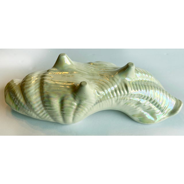 1950s Vintage Ceramic Iridescent Clam Shell Vase | Chairish