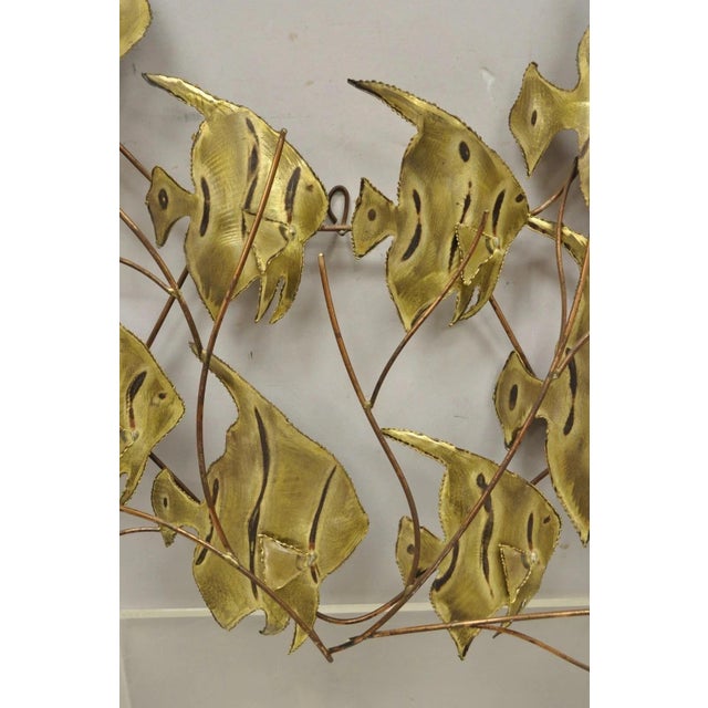 Vintage Bergasse Mid Century Modern Brass Metal "School of Fish" Wall ...