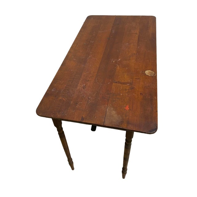 Mid 20th Century Folding Cherry Wood Sewing Table With Stenciled ...