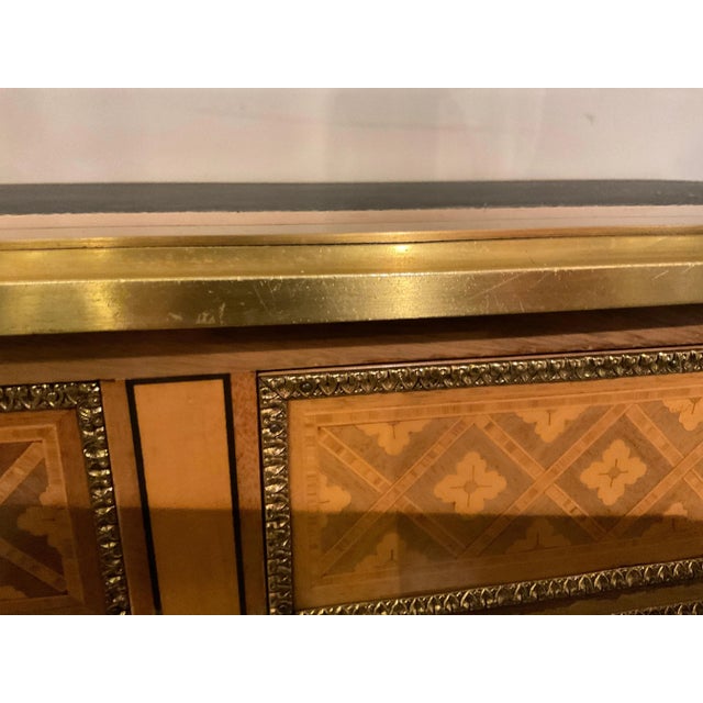 French Inlay Leather Top Desk, Finished On Both Sides | Chairish