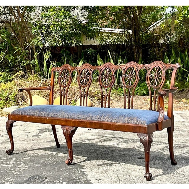 Vintage Regency Carved Georgian Bench | Chairish