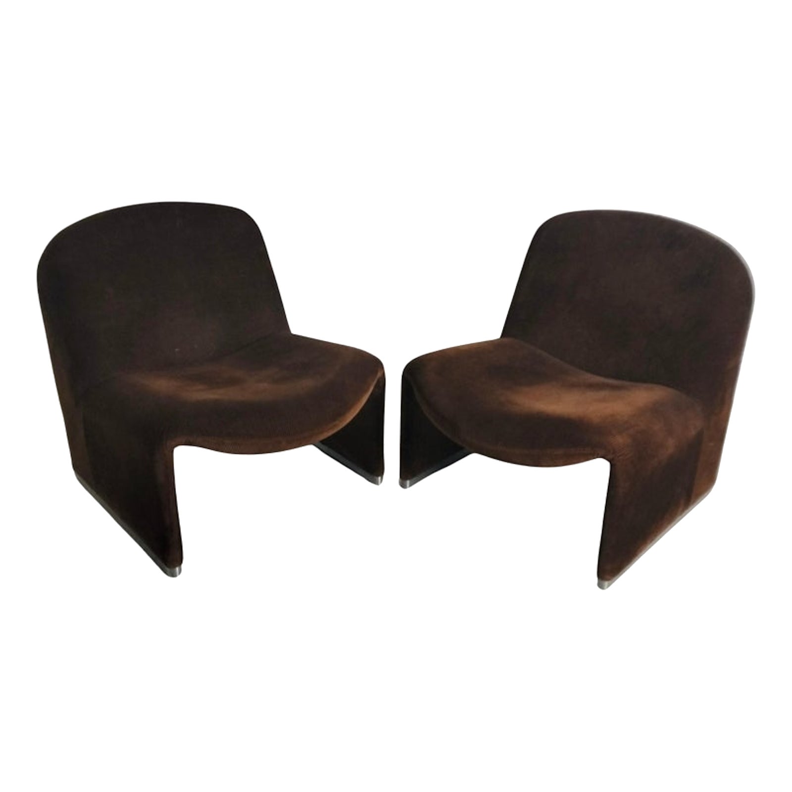 Velvet Alky Lounge Chairs by G.Piretti for A.Castelli, 1970s, Set of 2 ...