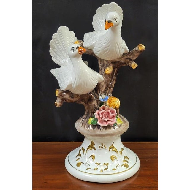 Tall Vintage Italian Capodimonte Doves Centerpiece Figurine Statue ...