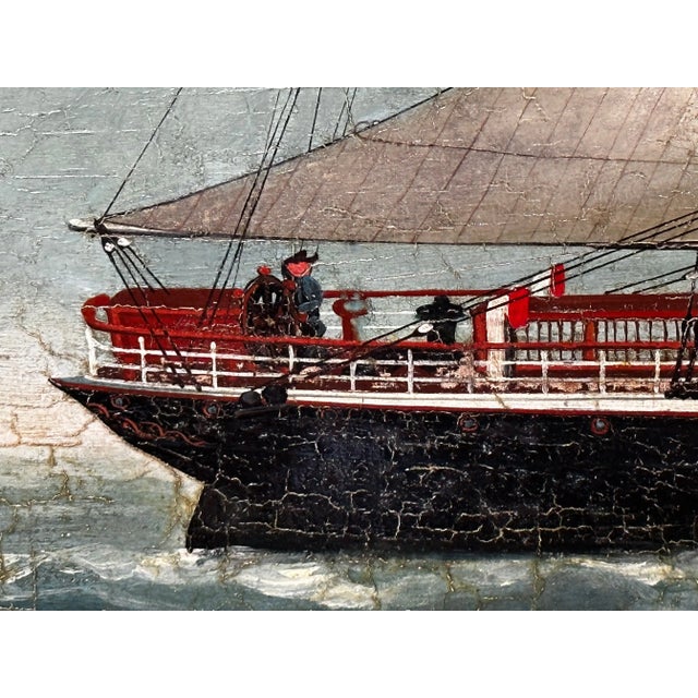 Large 19th Century Oil Painting Seascape Clipper Jute Ship Slieve Roe ...