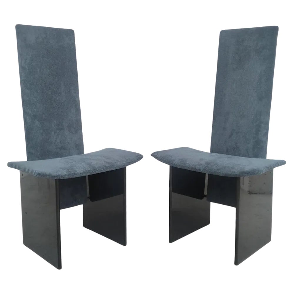Set of Petrol Blue Velvet Model Rennie Chairs by K. Takahama for Simon ...