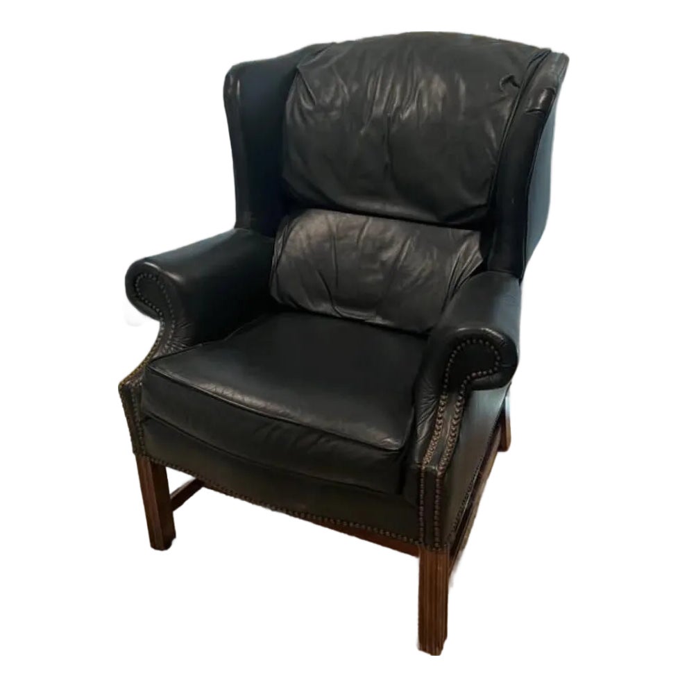 Broyhill Leather Wingback Chair | Chairish